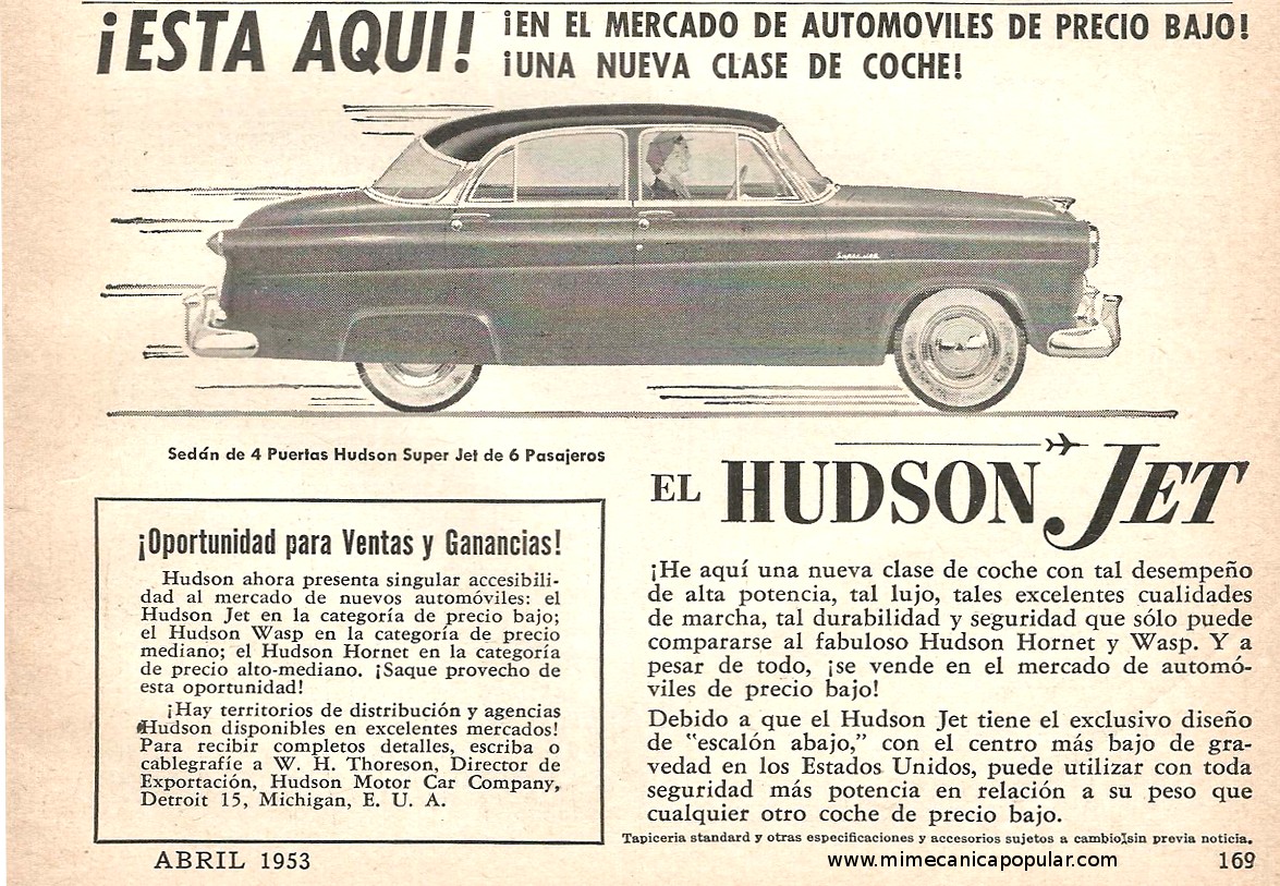 Automovilismo - Publicidad - El Hudson Jet - Abril 1953 - Mi Mecánica ...